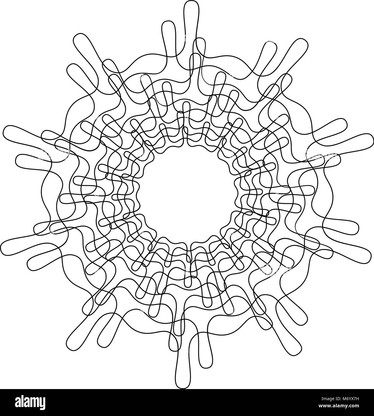 Circular, radial abstract element on white. Radiating shape with ...