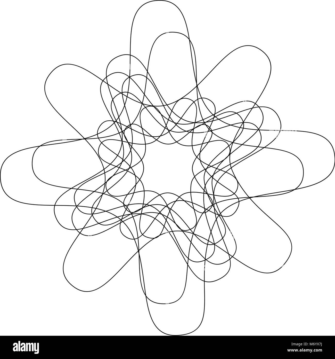 Circular, radial abstract element on white. Radiating shape with ...