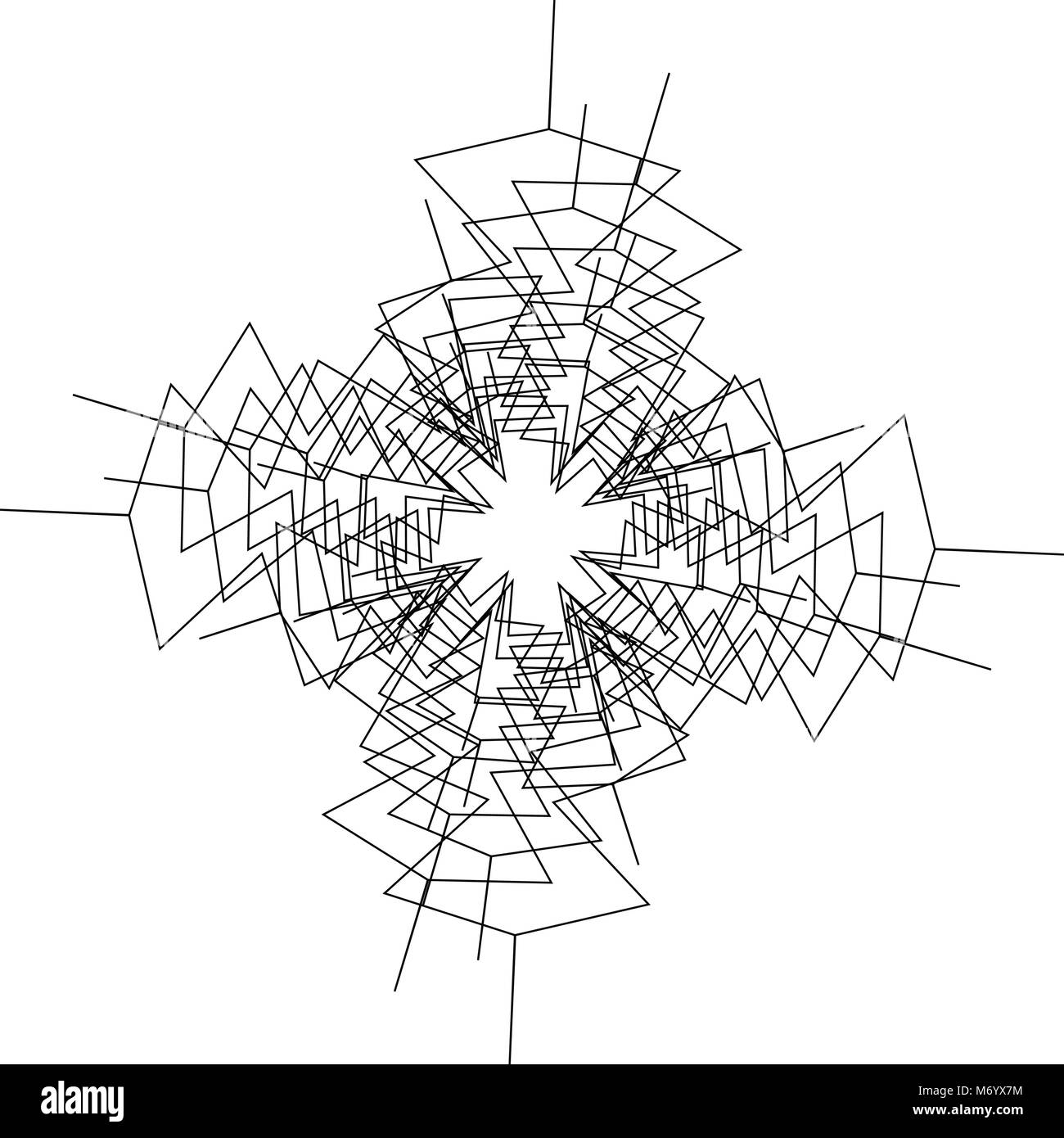 Circular, radial abstract element on white. Radiating shape with ...