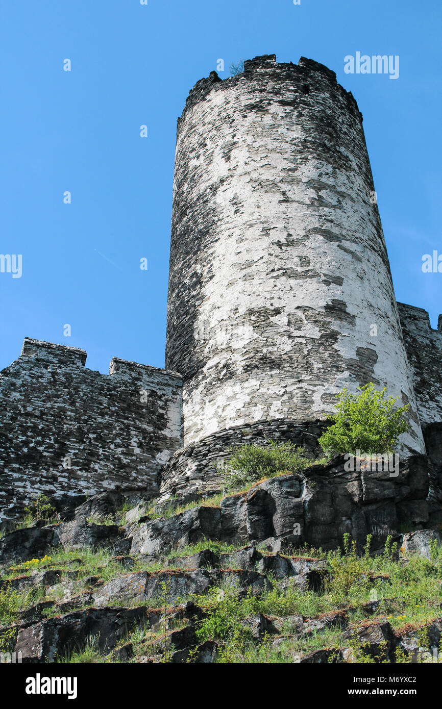 Castle tower with blue sky. Czech landscape Stock Photo - Alamy