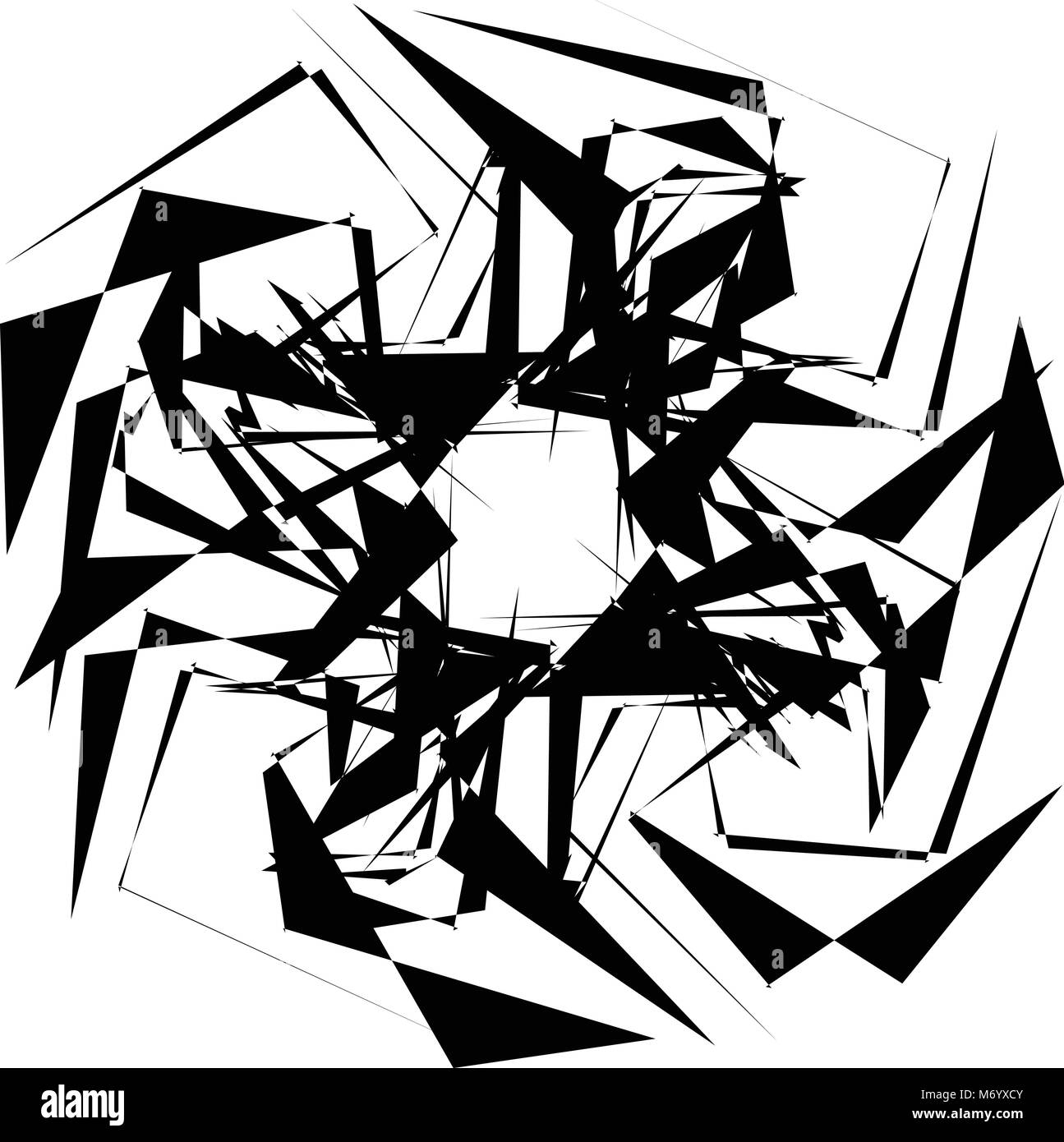 Circular, radial abstract element on white. Radiating shape with ...