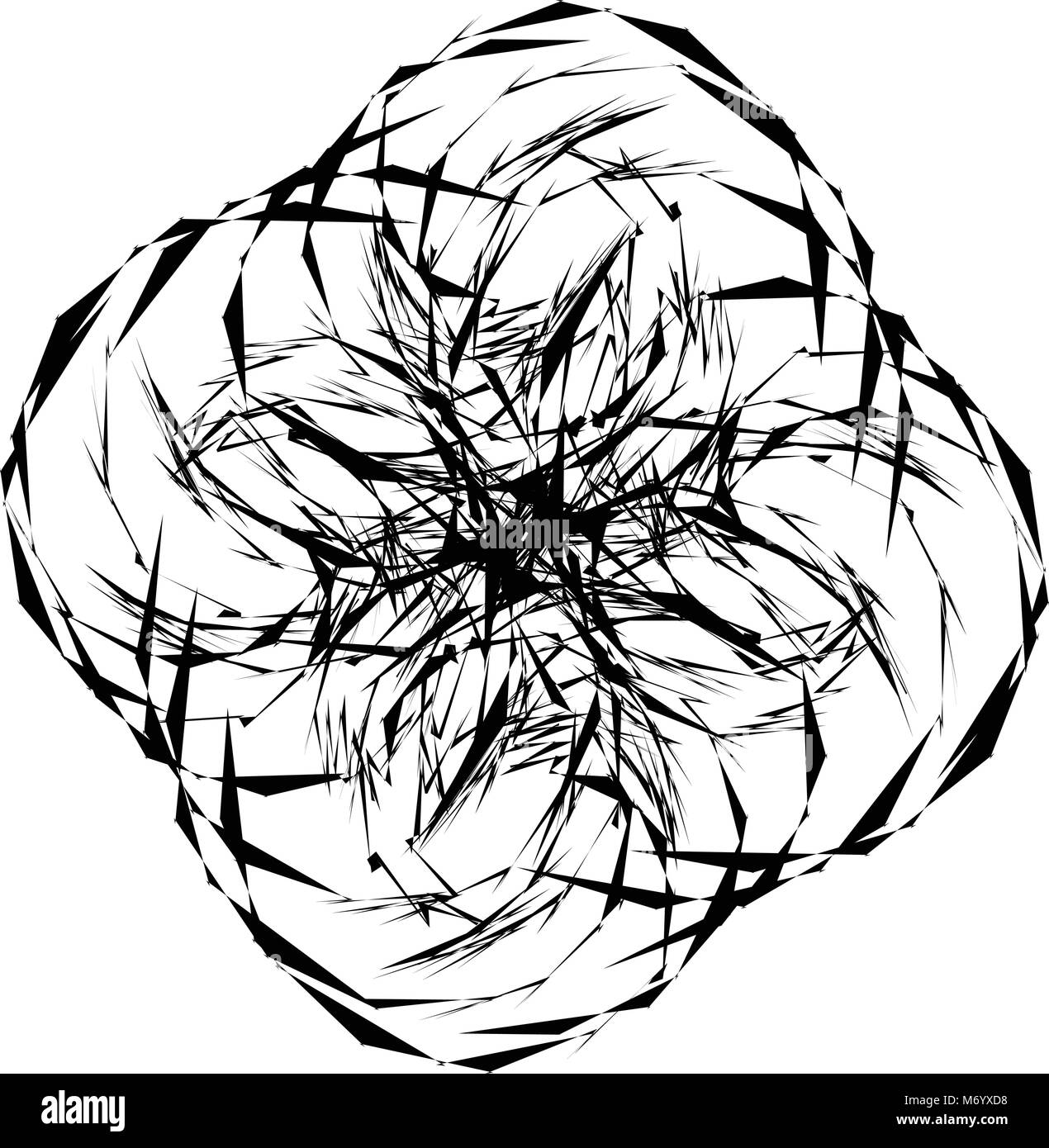 Circular, radial abstract element on white. Radiating shape with distortion Stock Vector Image ...