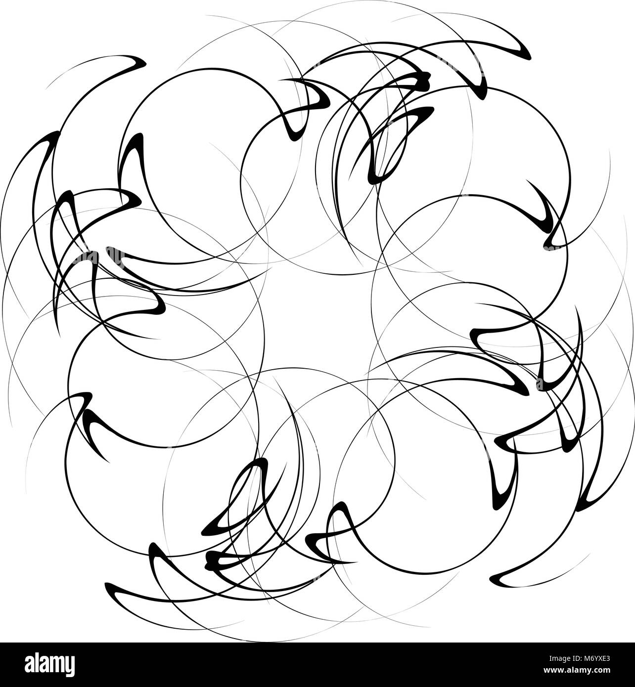Circular, radial abstract element on white. Radiating shape with ...