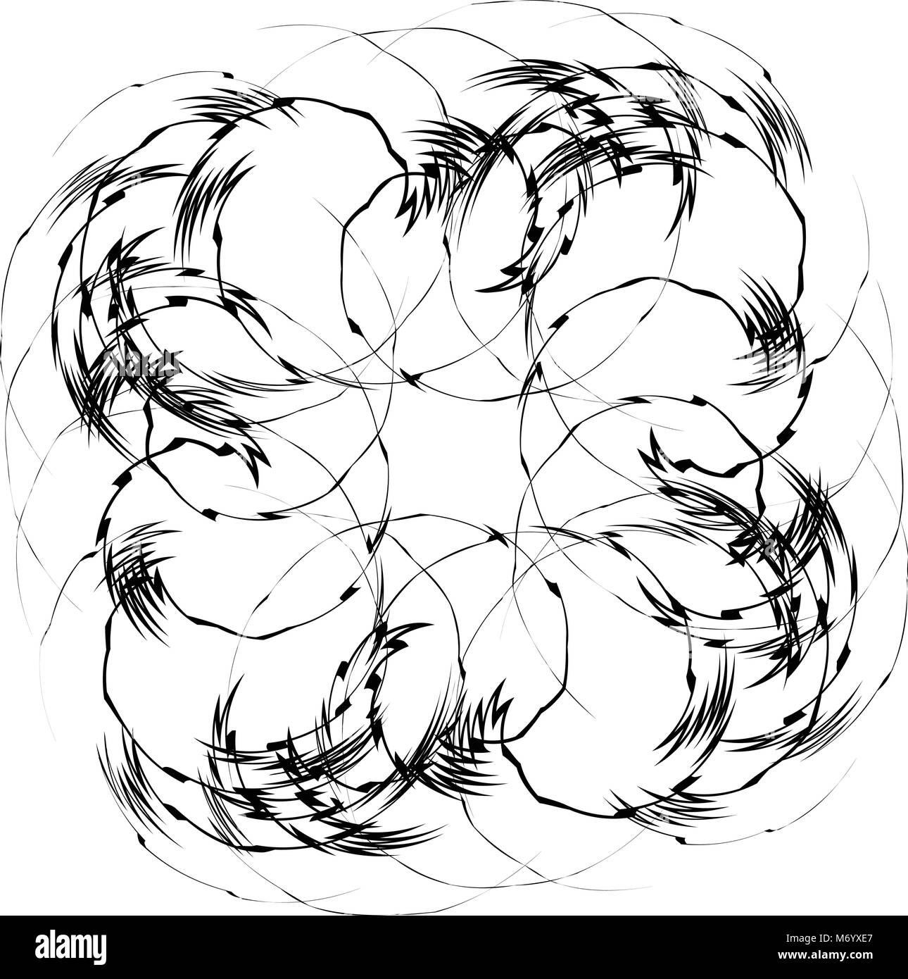 Circular, radial abstract element on white. Radiating shape with ...