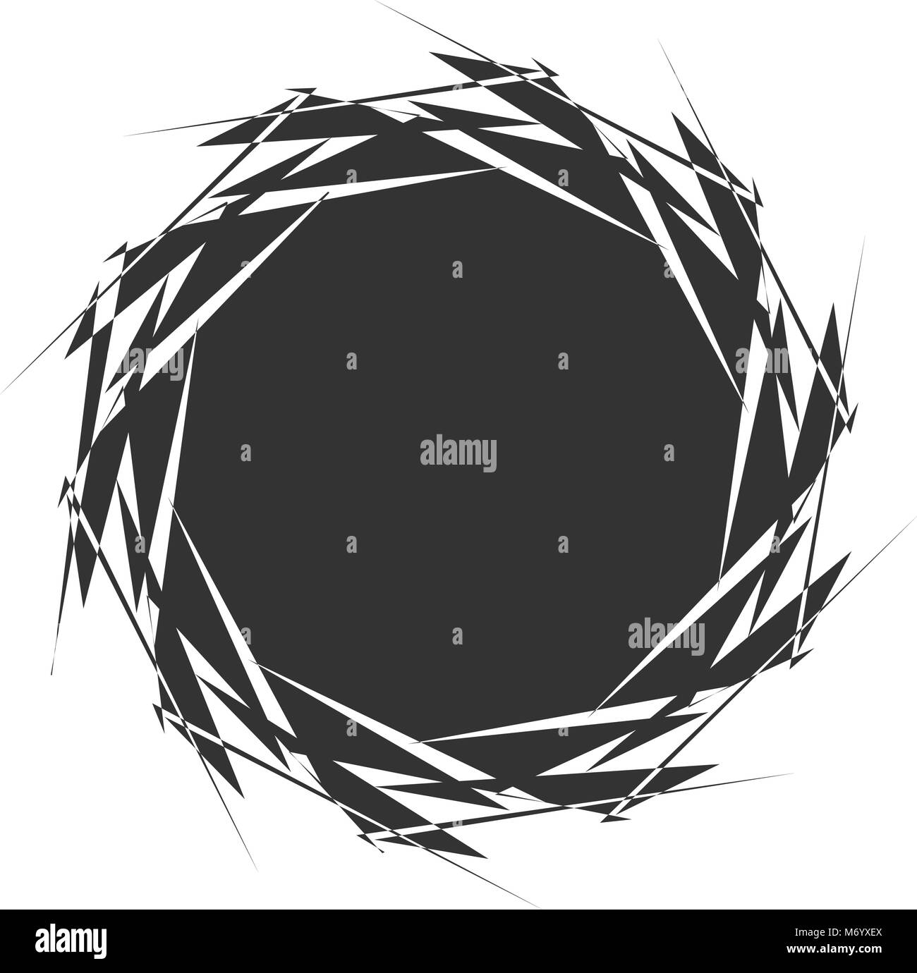 Circular, radial abstract element on white. Radiating shape with distortion Stock Vector Image ...