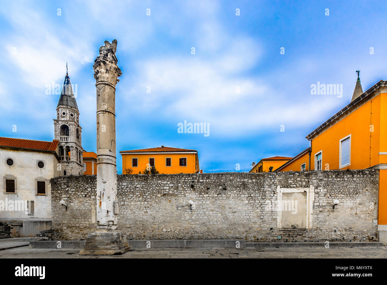 Scenic view at old landmarks in ancient Zadar town, Croatia Stock Photo ...