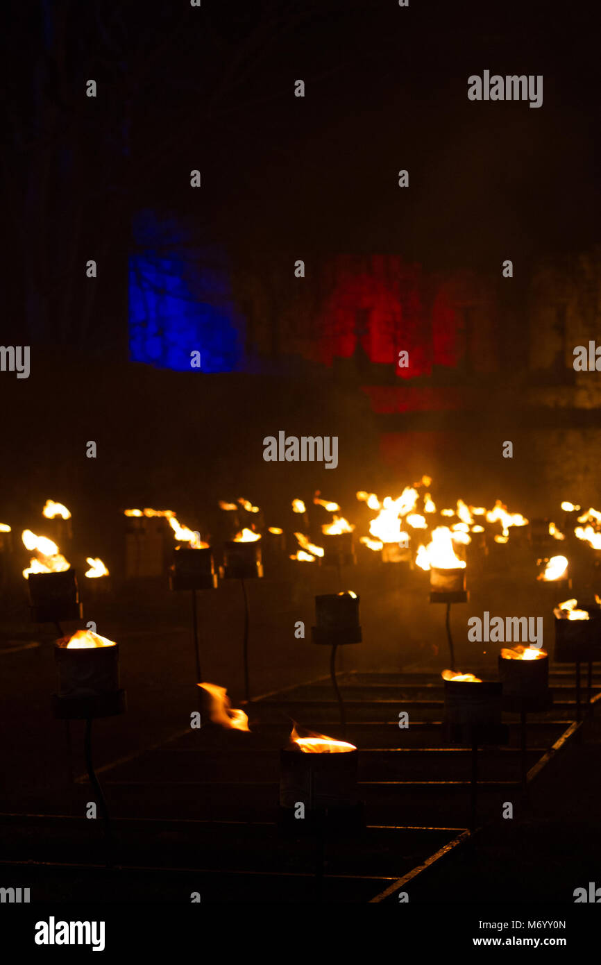 Fire display at York Museum Gardens Stock Photo - Alamy