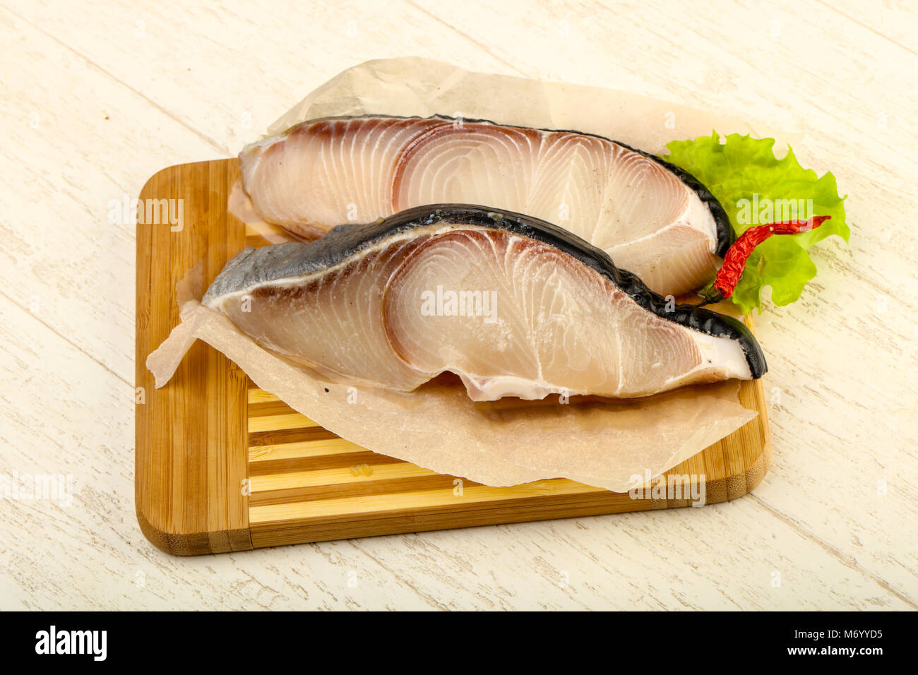 Raw juicy shark steak ready for grill Stock Photo - Alamy