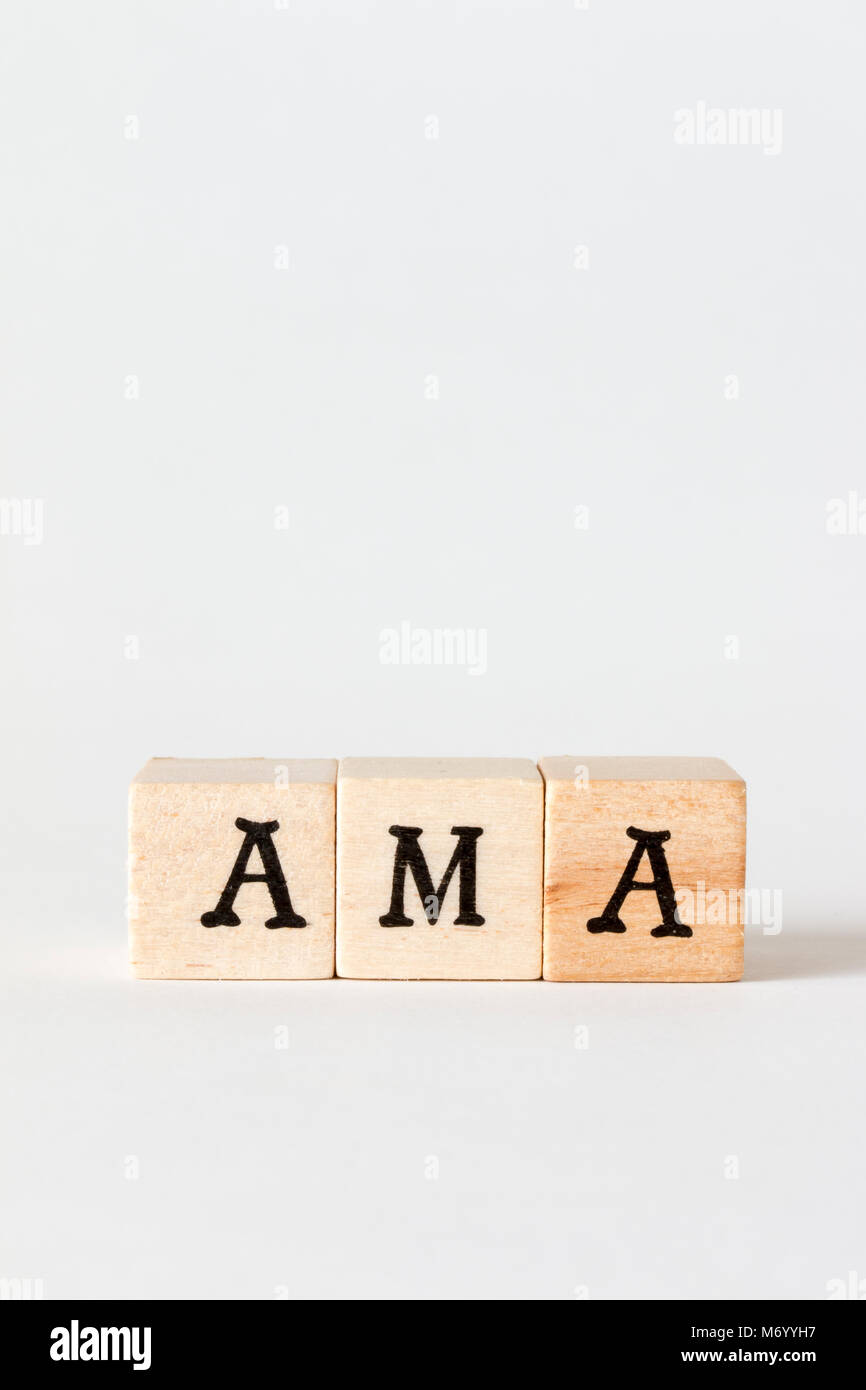 Building Blocks Written AMA,Ask Me Anything Stock Photo - Alamy
