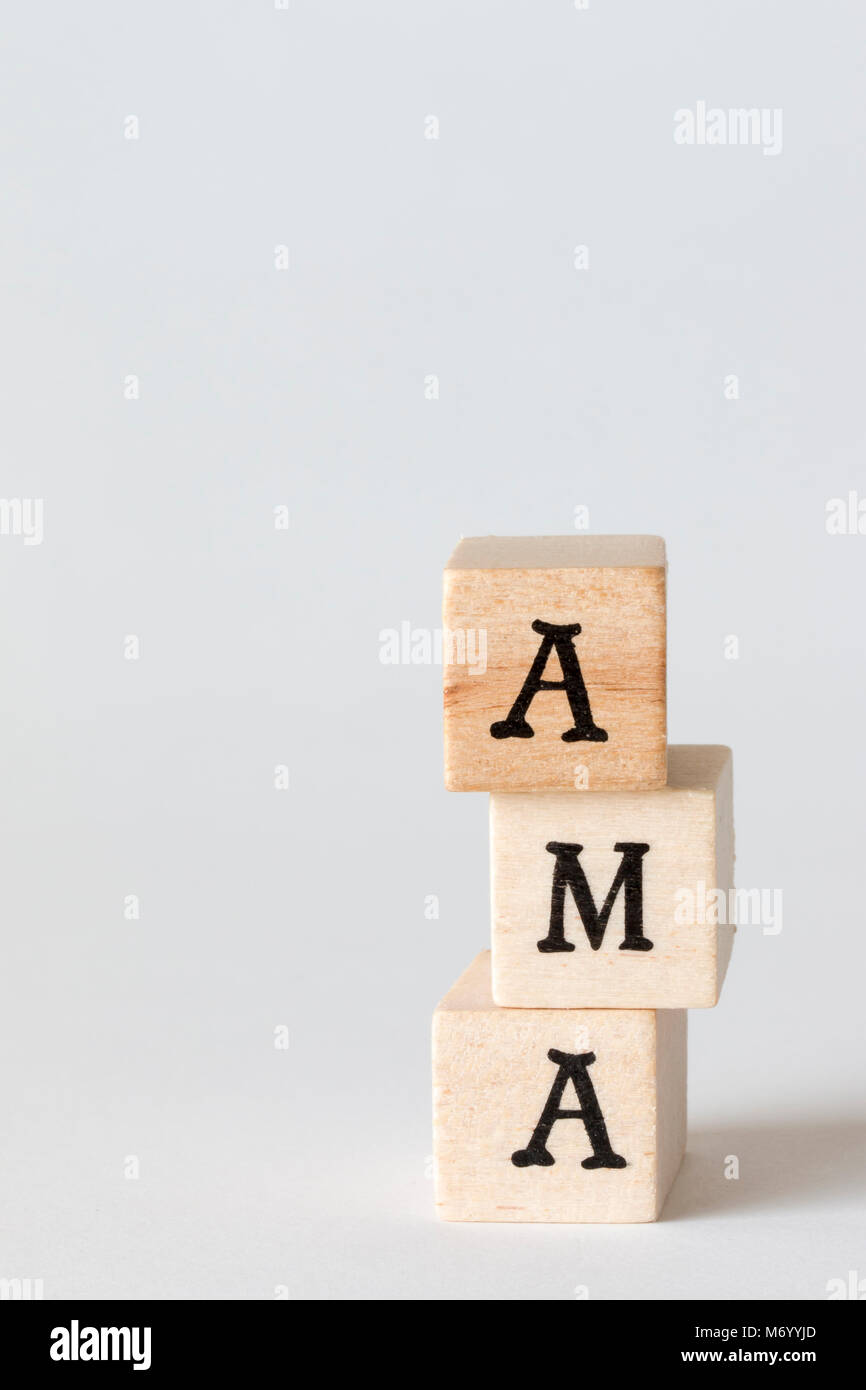 Building Blocks Written AMA,Ask Me Anything Stock Photo - Alamy
