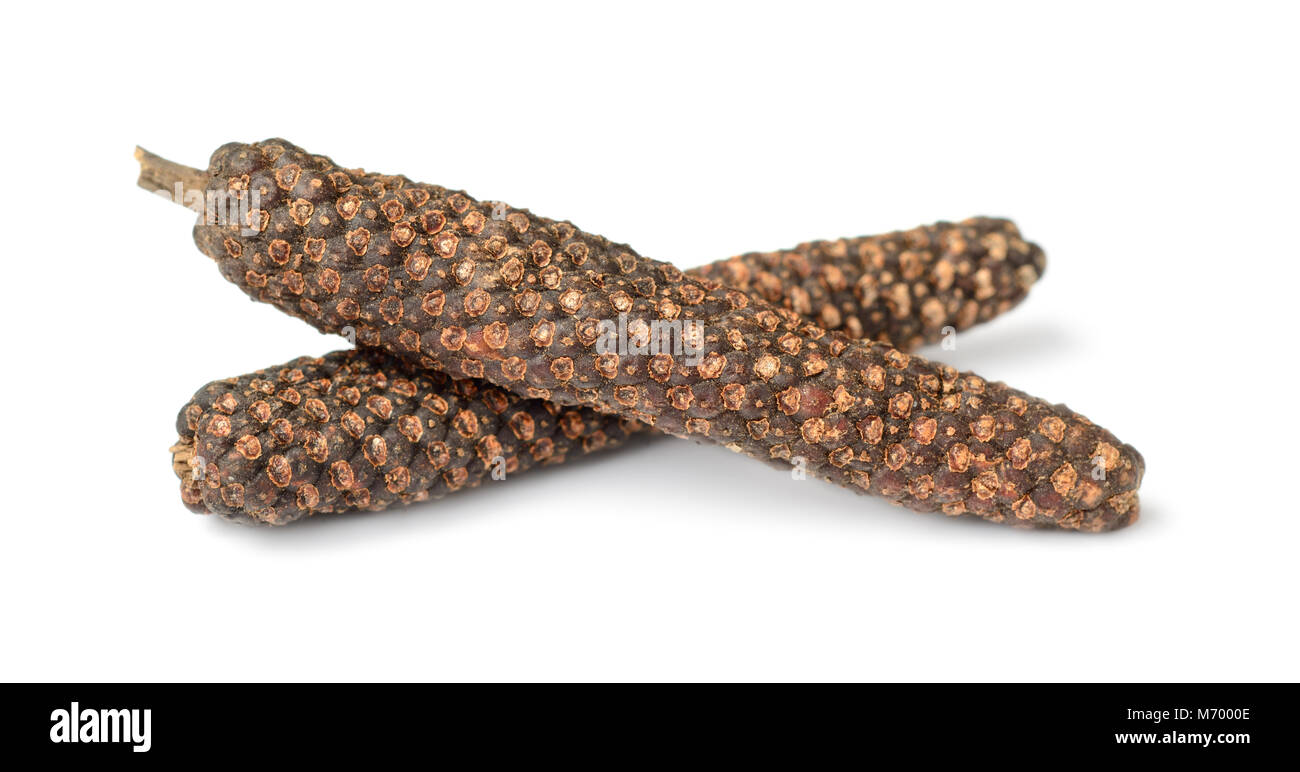 close up of dried long pepper isolated on white background Stock Photo ...