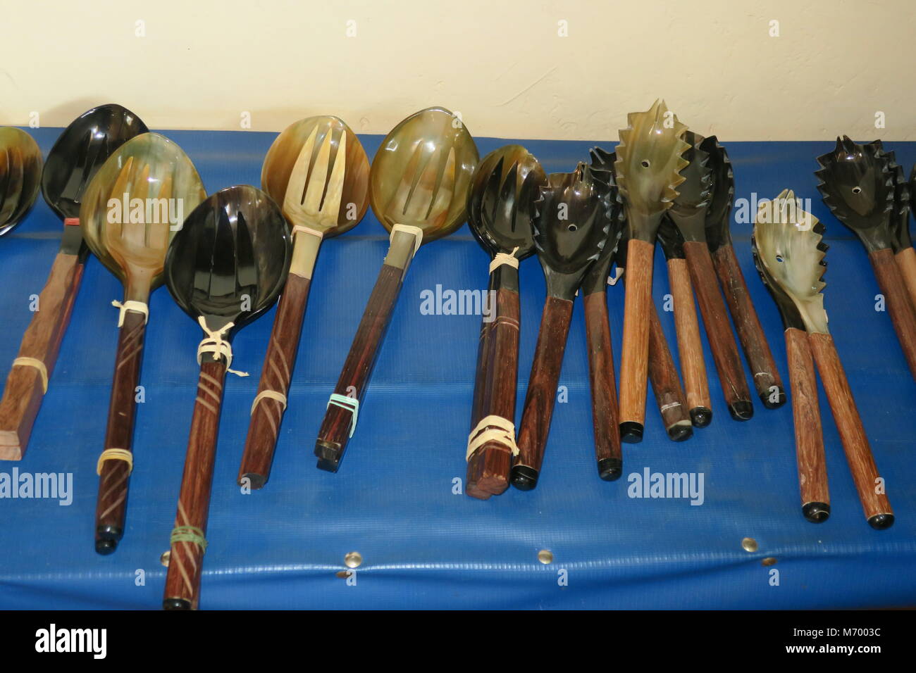 At horn factory, Madagascar, handmade products of zebu horns Stock ...