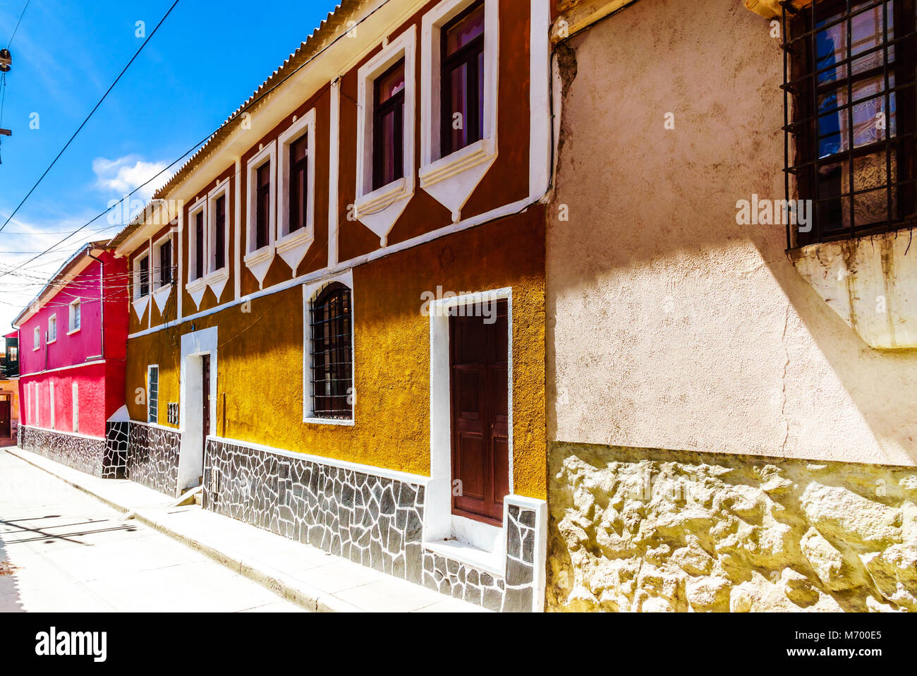 View on world heritage colonial building in the old town of Bolivia ...