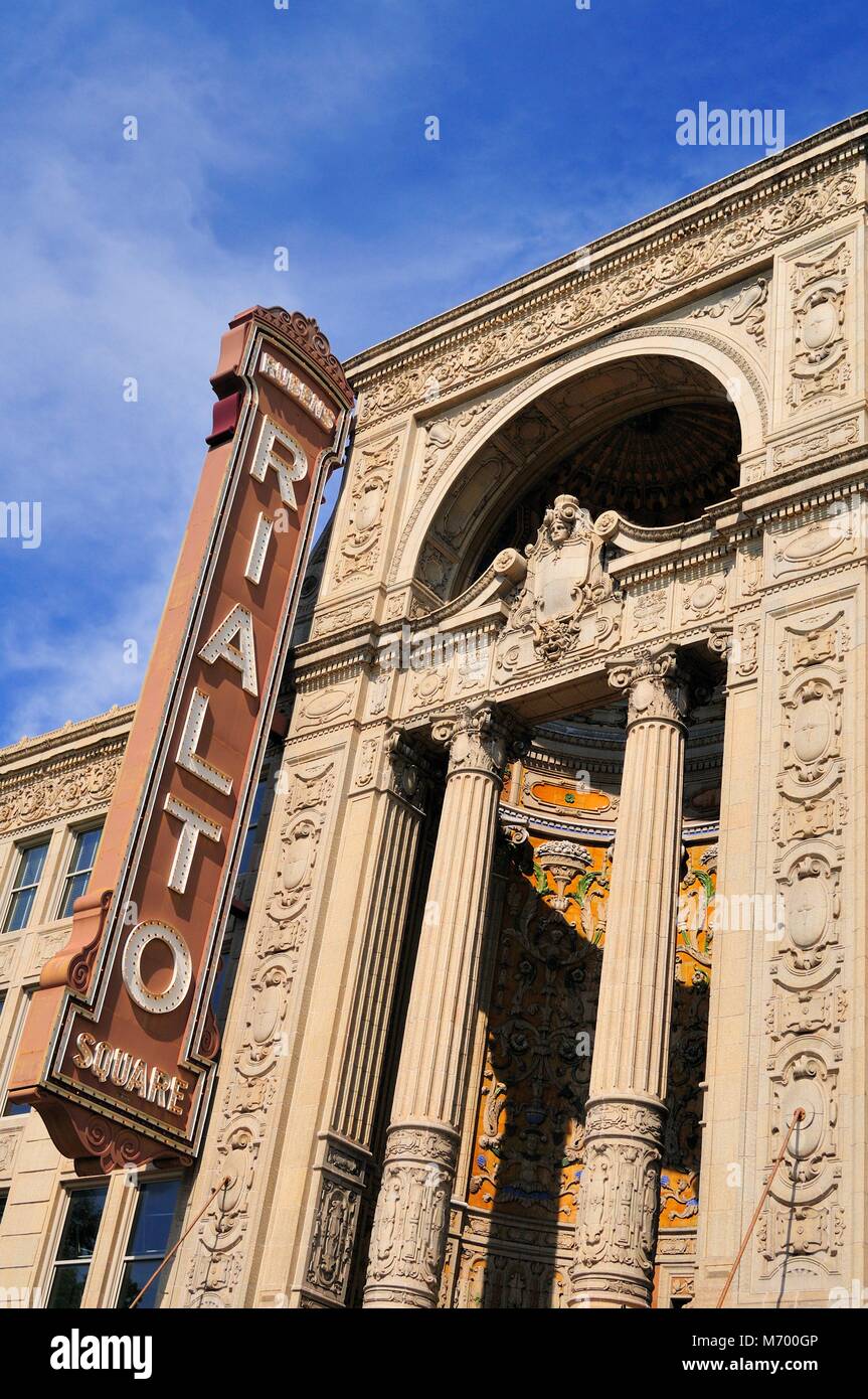 Joliet, Illinois, USA. The notable landmark Rialto Square Theatre in ...