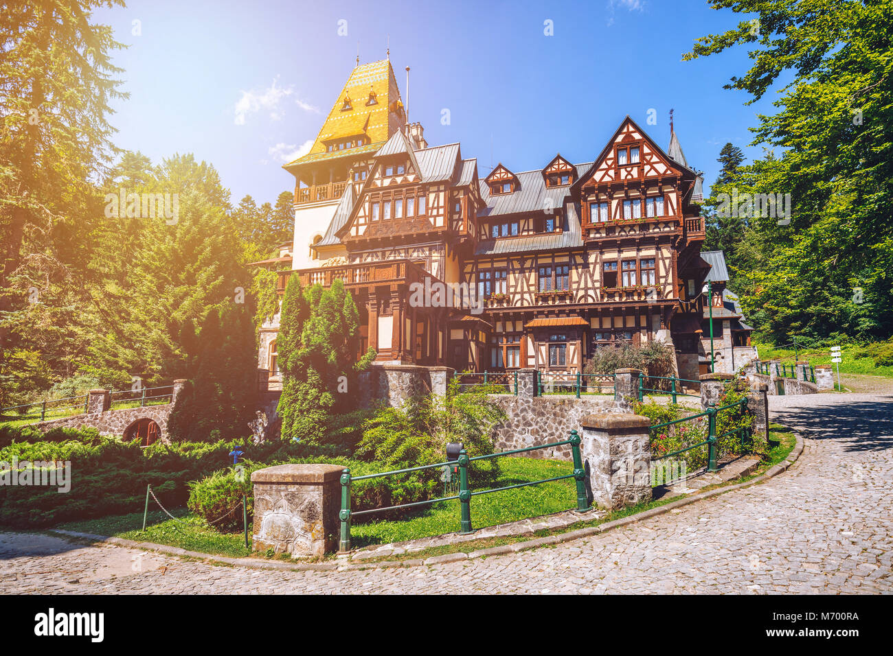Pelisor castle, Sinaia, Romania. View of famous Pelisor castle situated ...