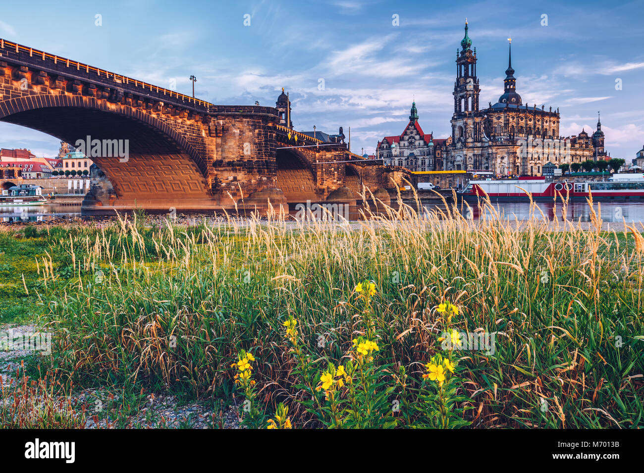 Augustus Bridge (Augustusbrucke) and Cathedral of the Holy Trinity ...