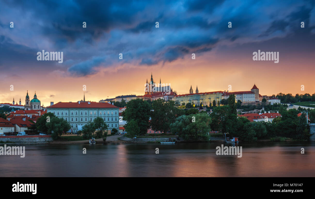 Prague old town including Prague castle in the background, one of the ...