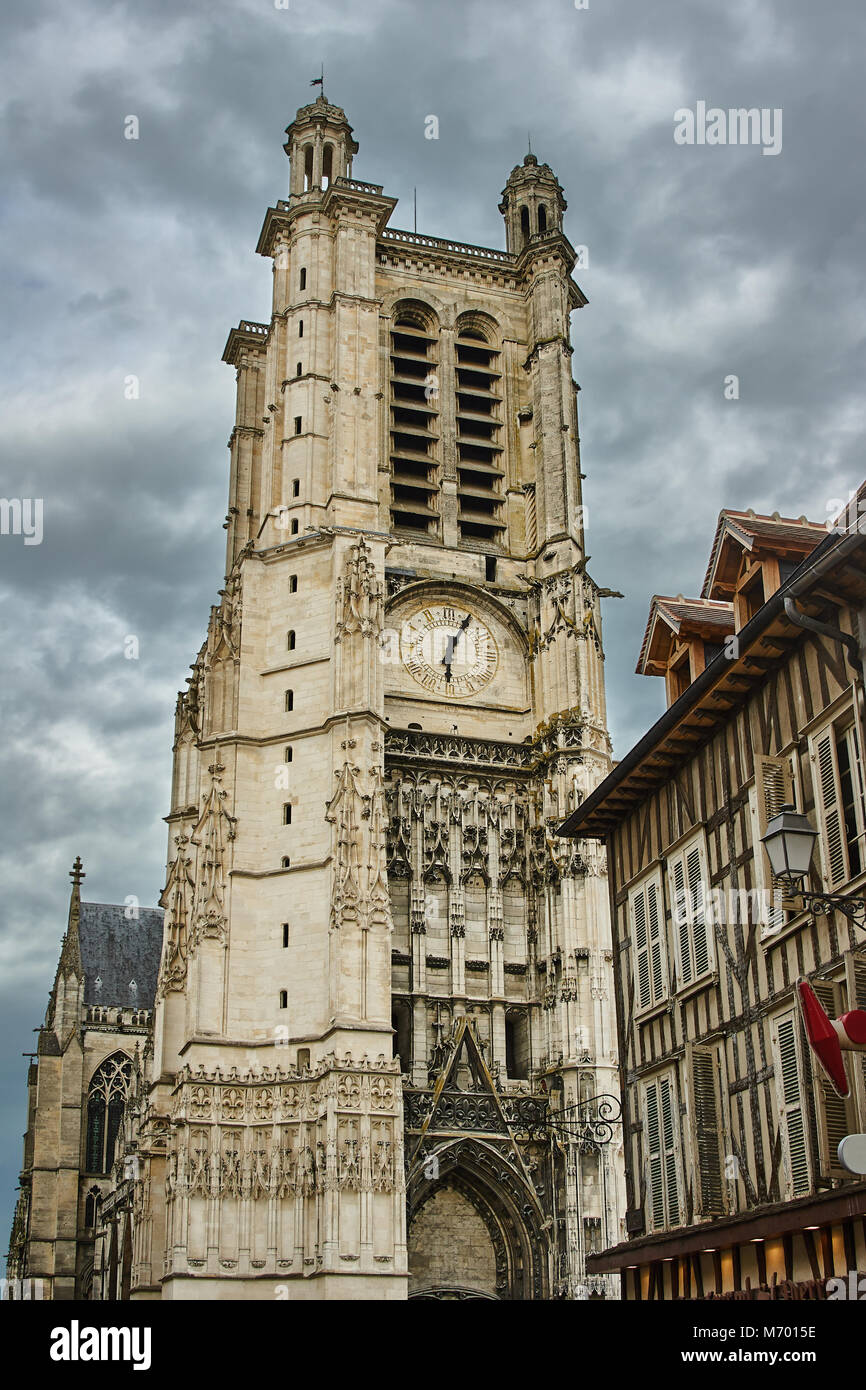 belfry of the gothi Cathedral Troyes, France Stock Photo - Alamy