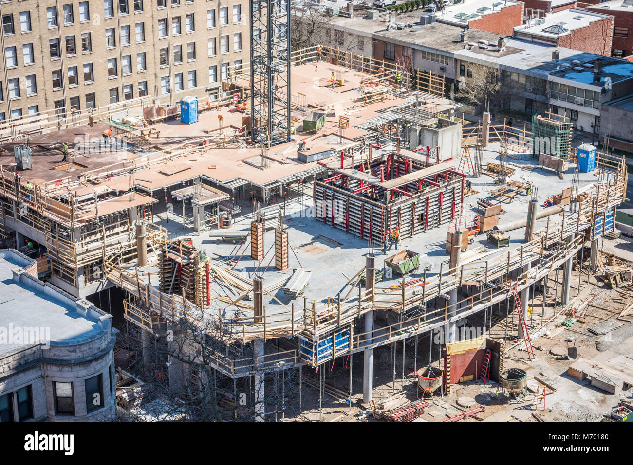 Aerial view of condominium building under construction in the Lakeview ...