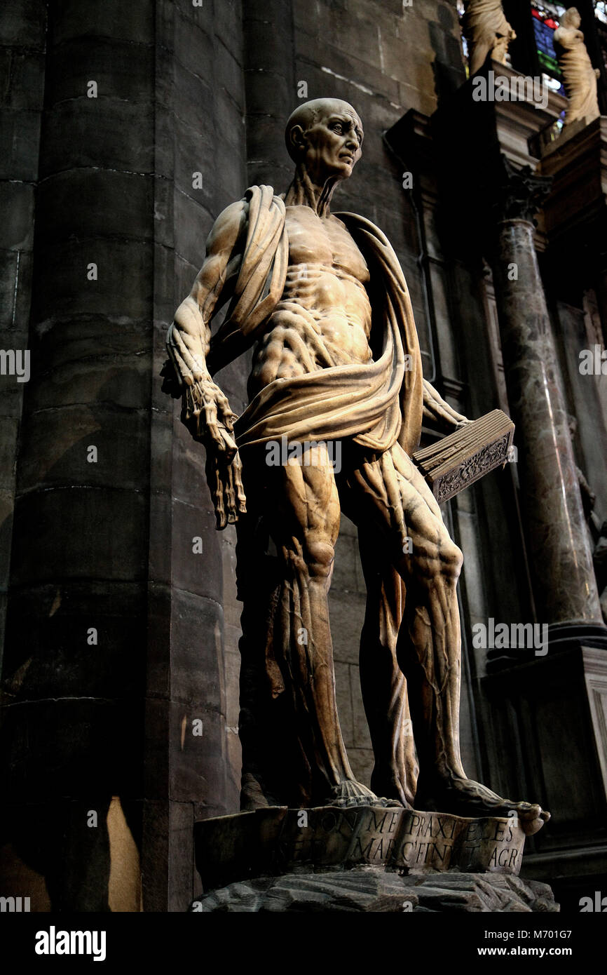 St Bartholomew statue in Milan Cathedral 2014 Stock Photo - Alamy