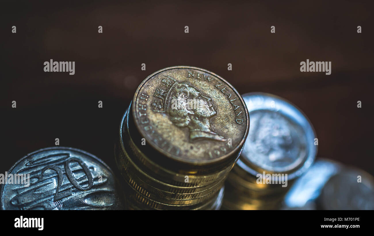 old new zealand coins Stock Photo - Alamy