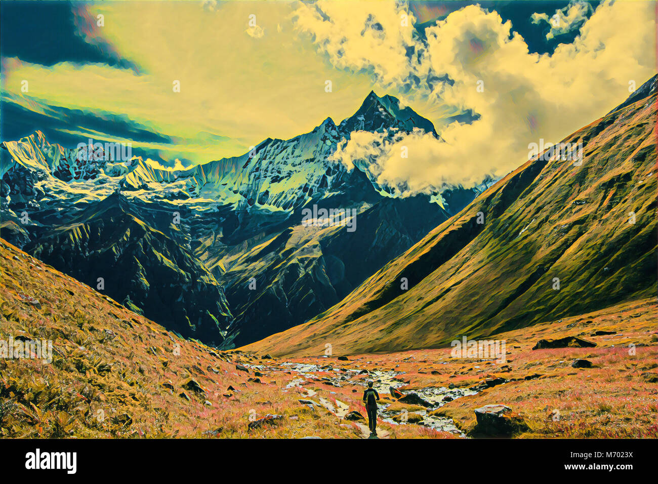 The Sacred Fishtail Mountain (Machhapuchre), in Annapurna Range, Nepal ...