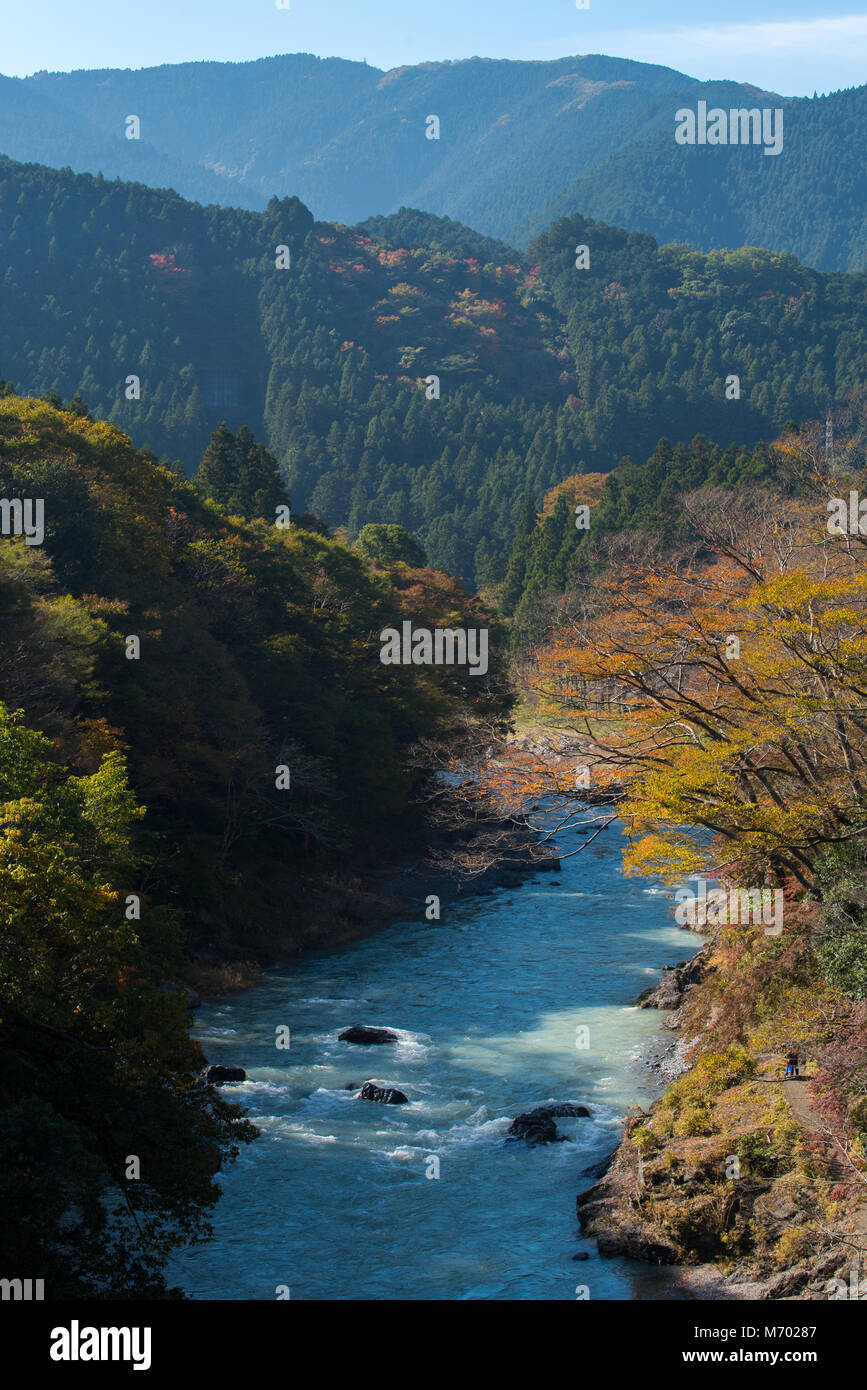 beautiful nature landscape of mountain in autumn with river Stock Photo ...