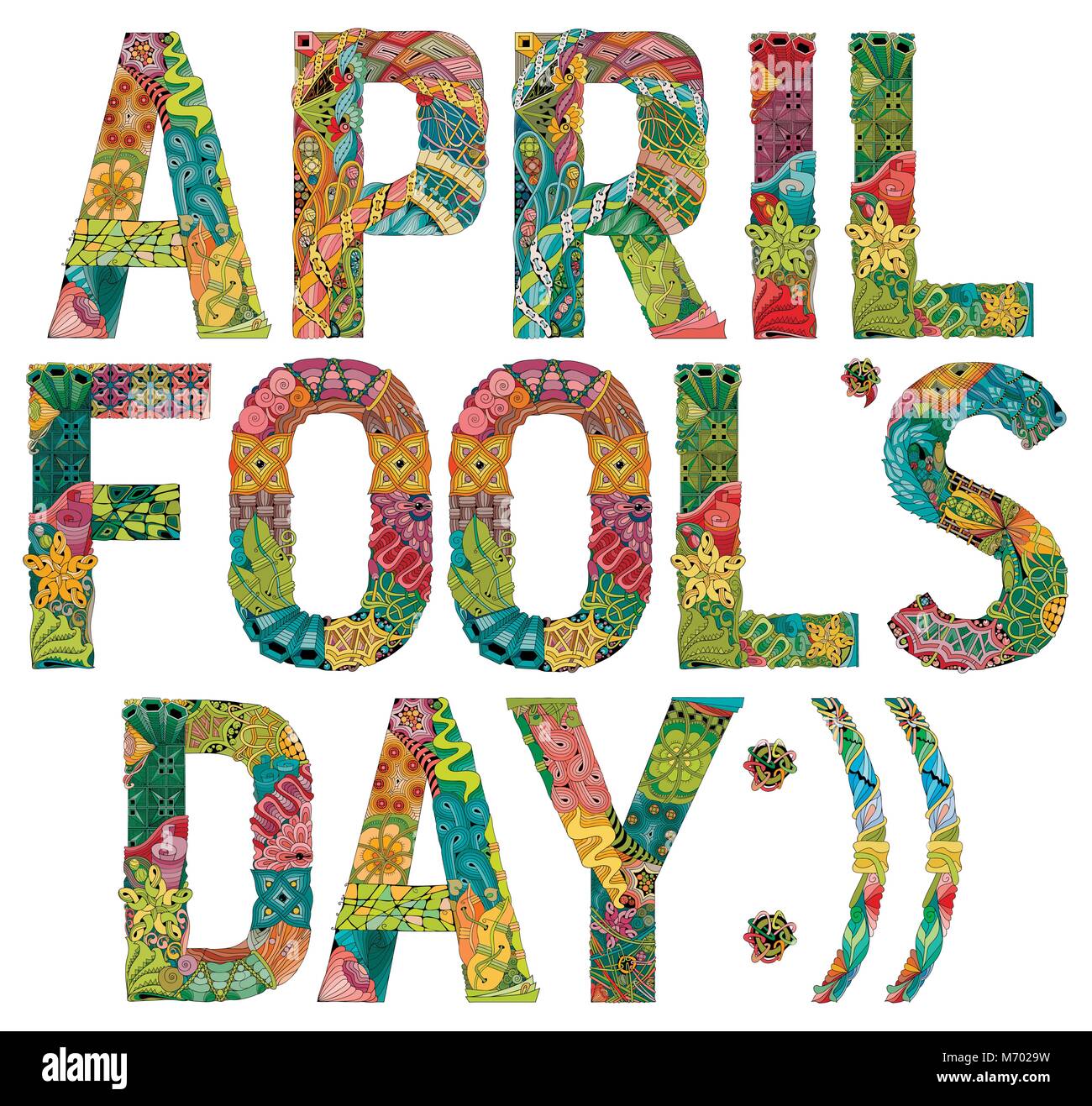 Hand-painted art design. Hand drawn illustration words april fools day ...