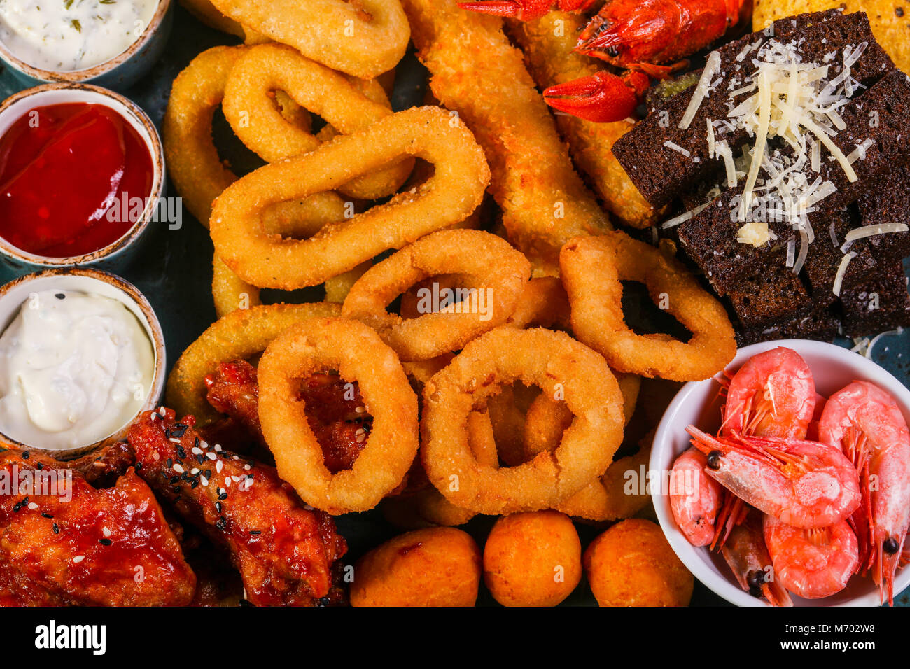 Beer plate snack mix asssortment Stock Photo - Alamy