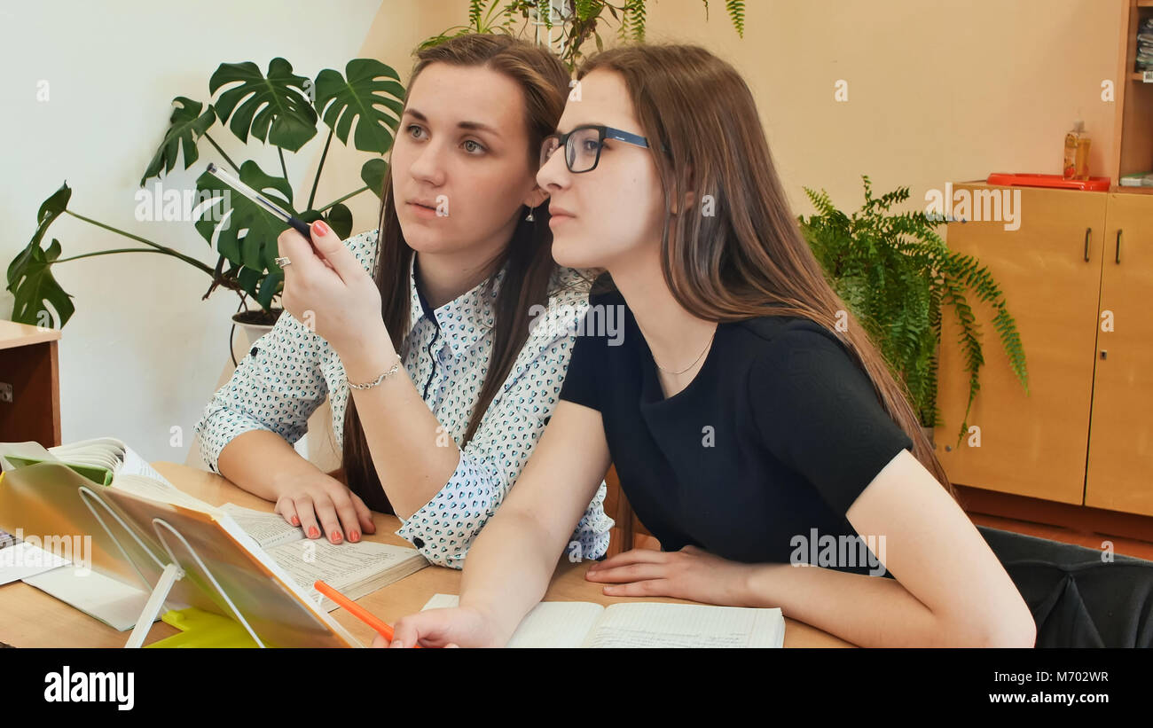 Students study in the classroom at the school desk Stock Photo - Alamy