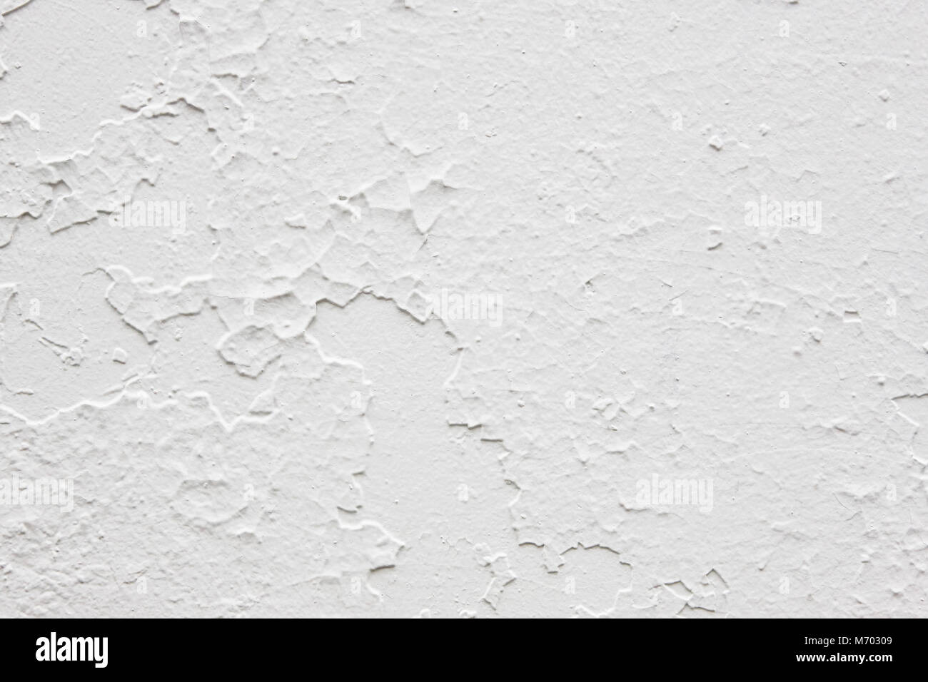 Damaged textured white wall. Cracked material. Construction. Horizontal ...