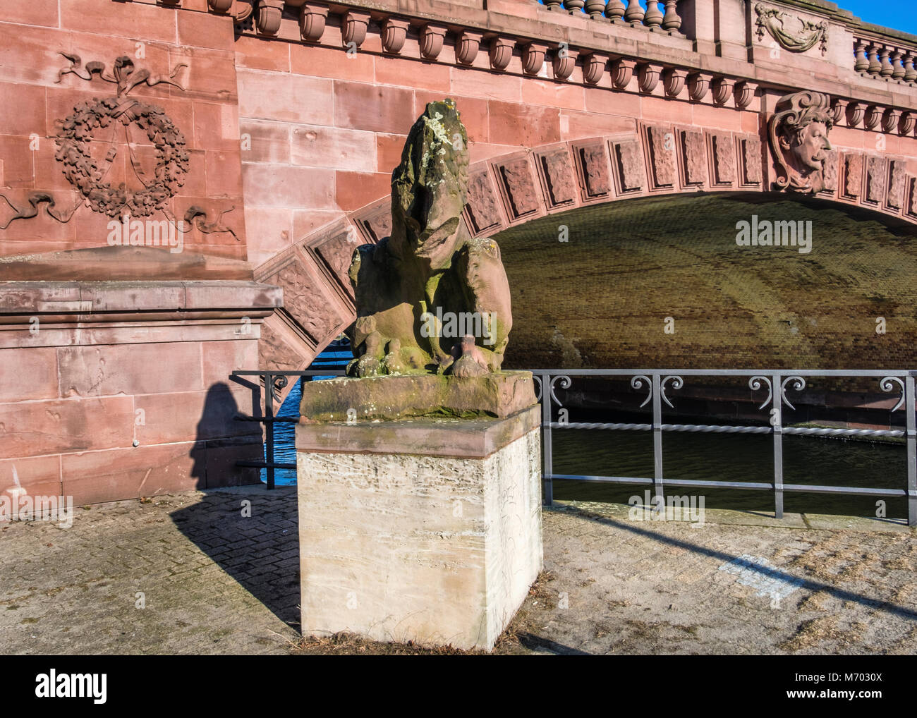 Berlin, Mitte. Moltkebrücke,Moltke Bridge. Red sandstone bridge over ...