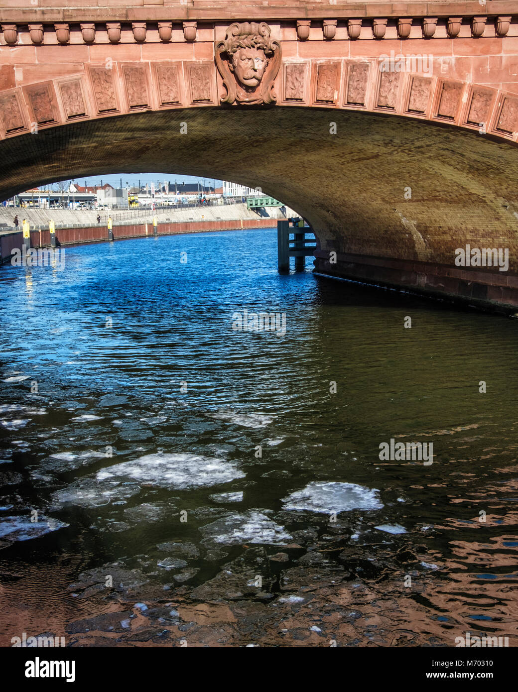 Berlin, Mitte. Moltkebrücke,Moltke Bridge. Red sandstone bridge with ...