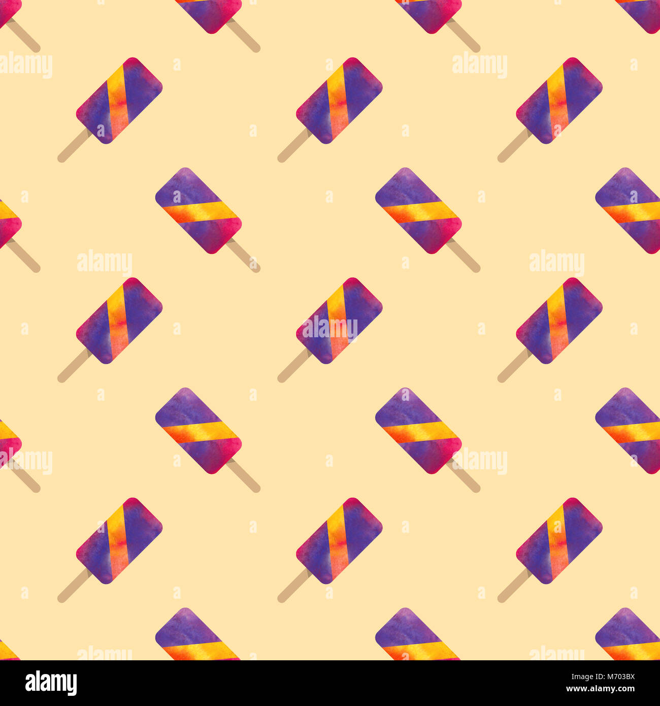 Seamless background image colorful watercolor texture popsicle pattern ...