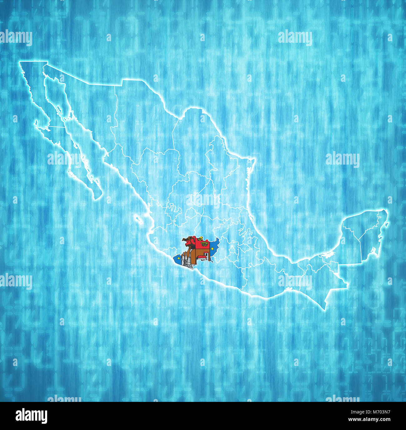 emblem of Michoacan state on map with administrative divisions and ...