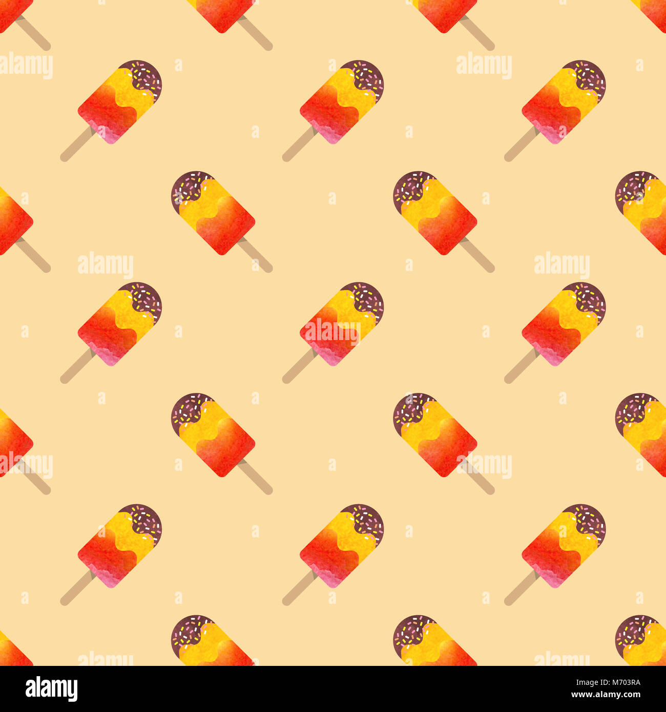 Seamless background image colorful watercolor texture popsicle pattern ...