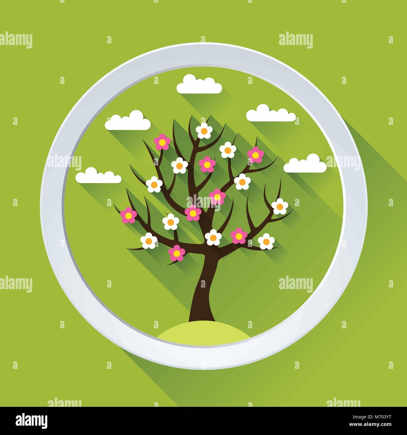 Background with spring tree in flat design style Stock Vector Image ...