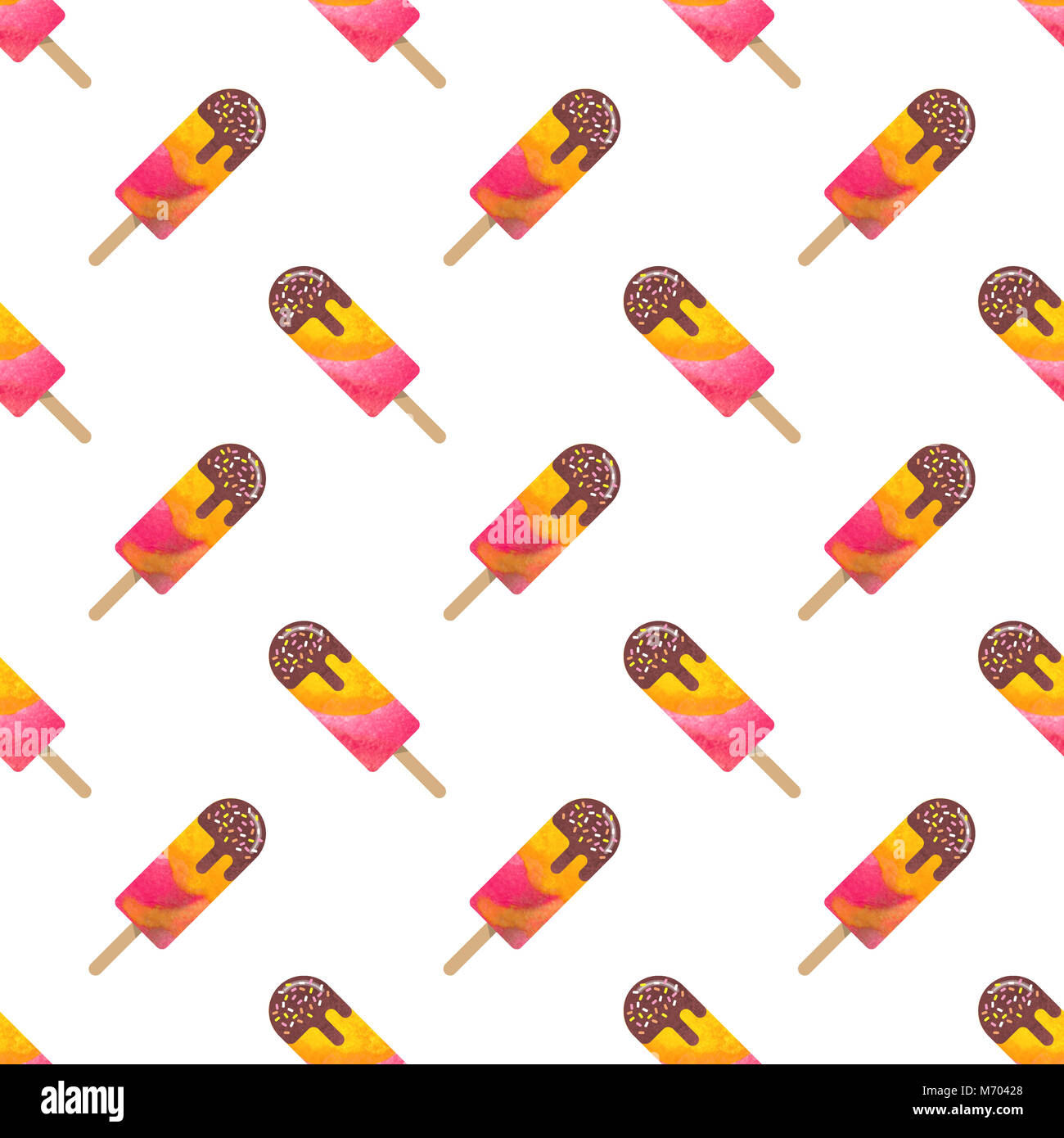 Seamless background image colorful watercolor texture popsicle pattern ...