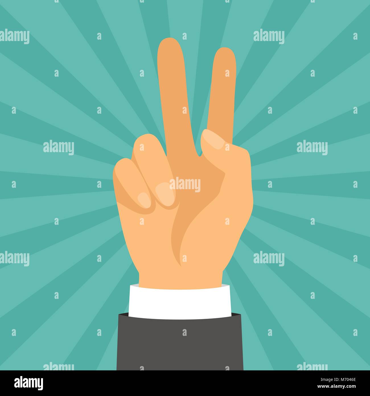 Hand shows victory sign in flat design style Stock Vector Image & Art ...