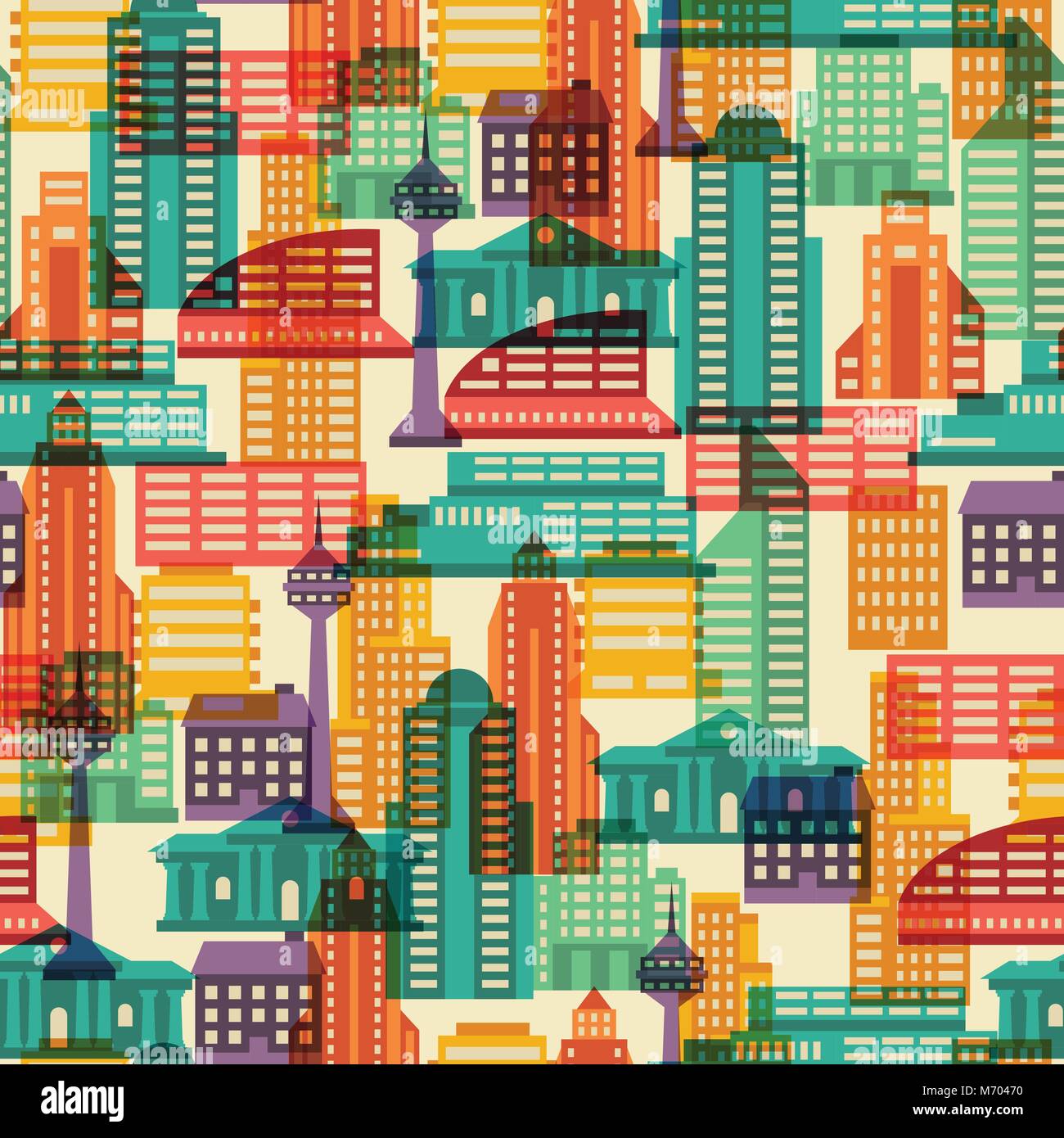 Cityscape seamless pattern with buildings Stock Vector Image & Art - Alamy