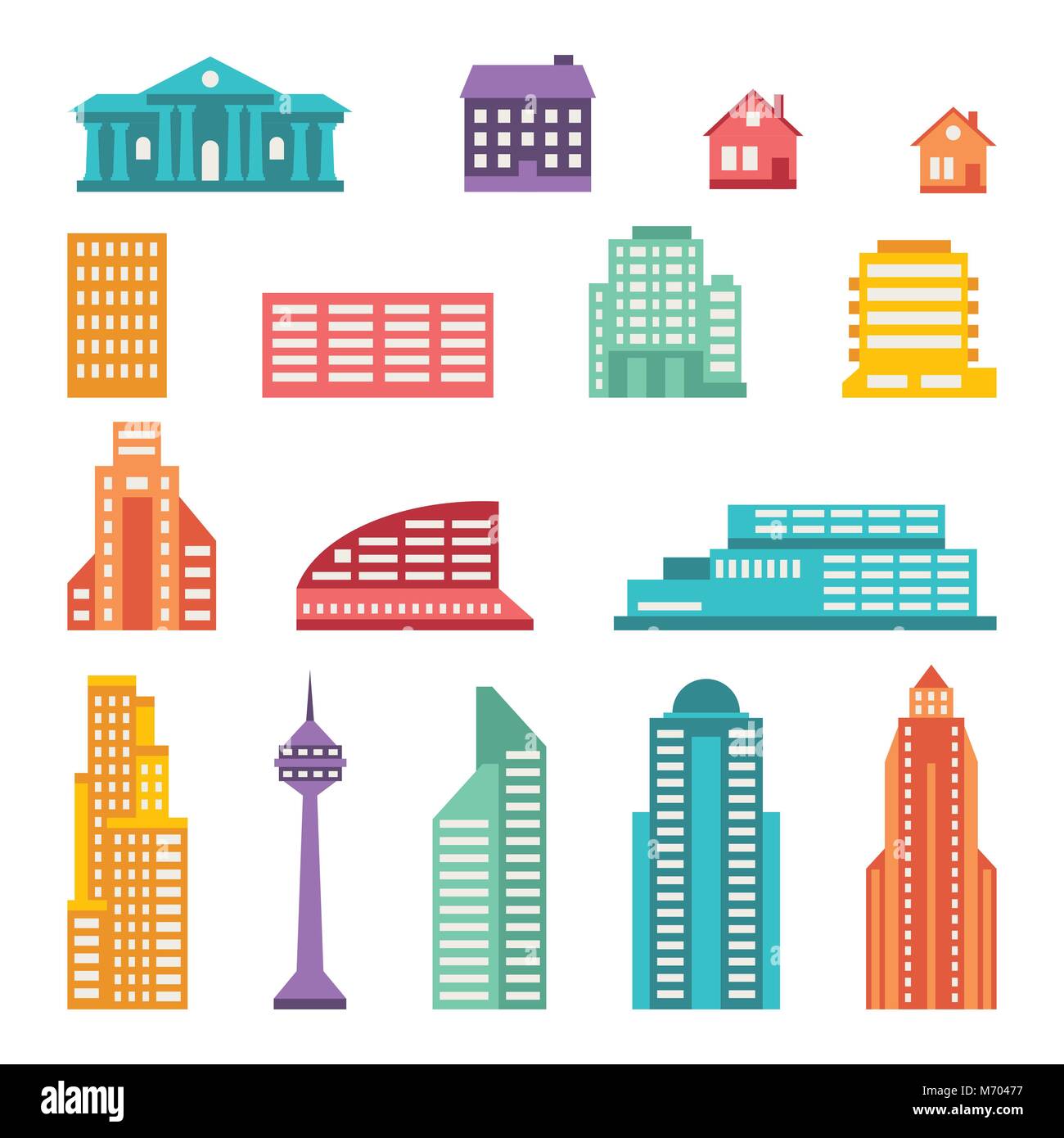 Cityscape icon set of buildings Stock Vector Image & Art - Alamy