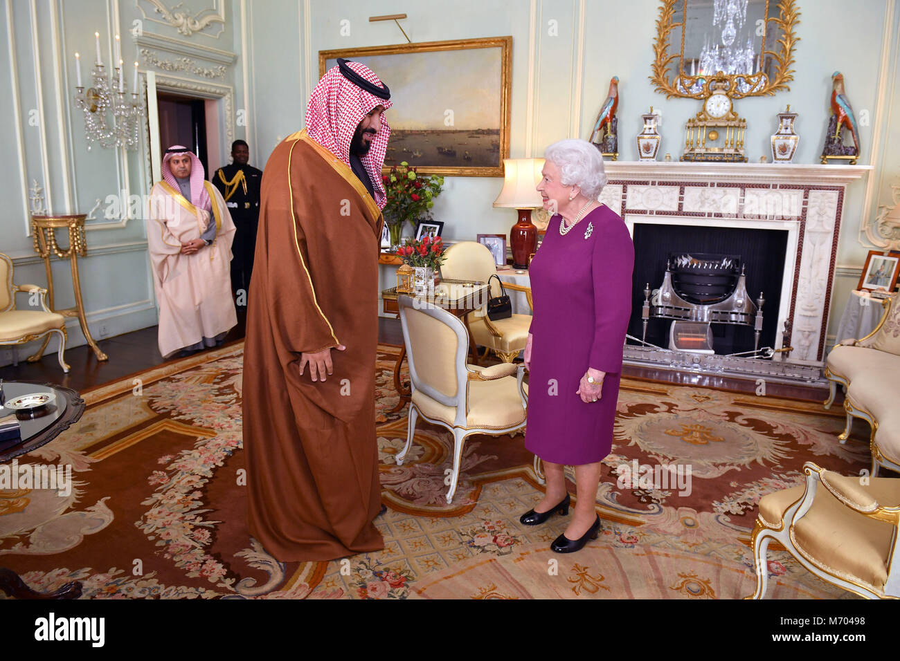 Queen Elizabeth II greets Mohammed bin Salman, the Crown Prince of ...