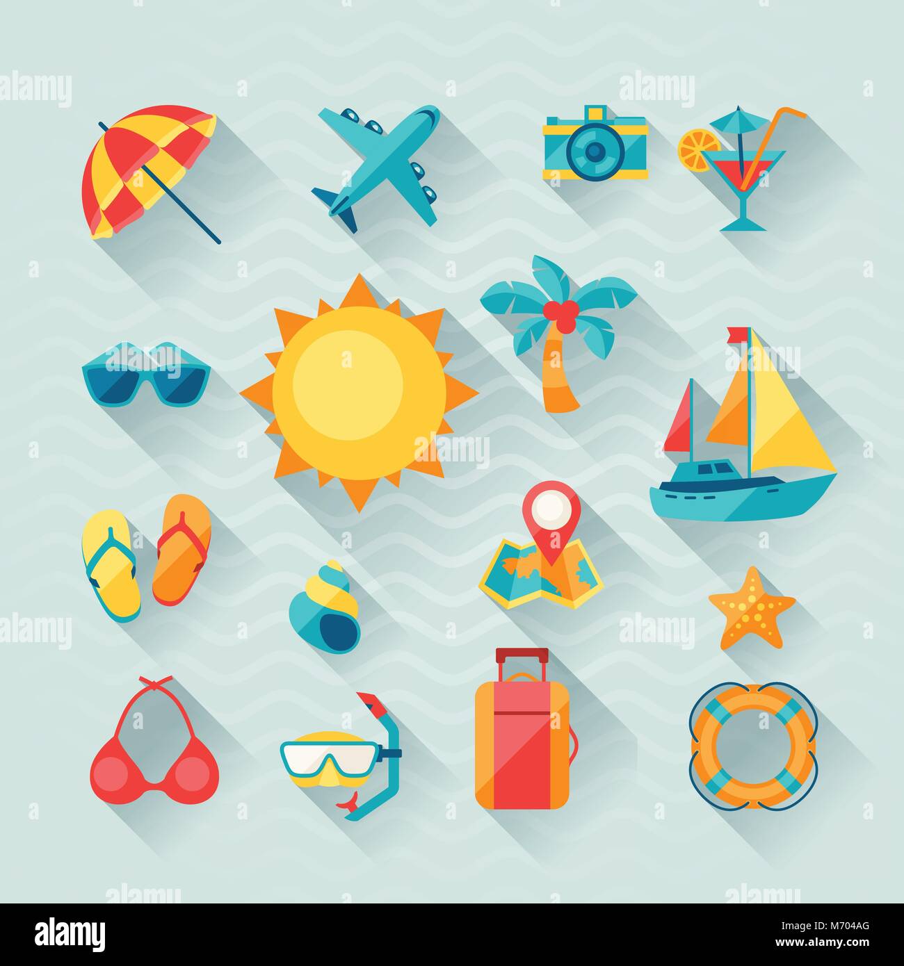 Travel and tourism icon set in flat design style Stock Vector Image ...