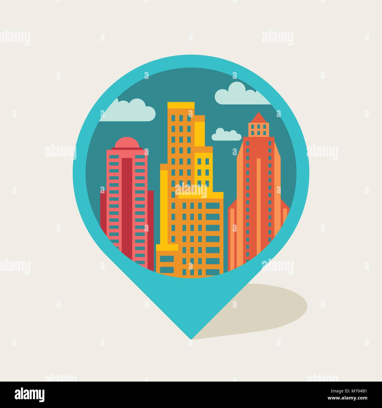 Cityscape navigation marker with buildings Stock Vector Image & Art - Alamy
