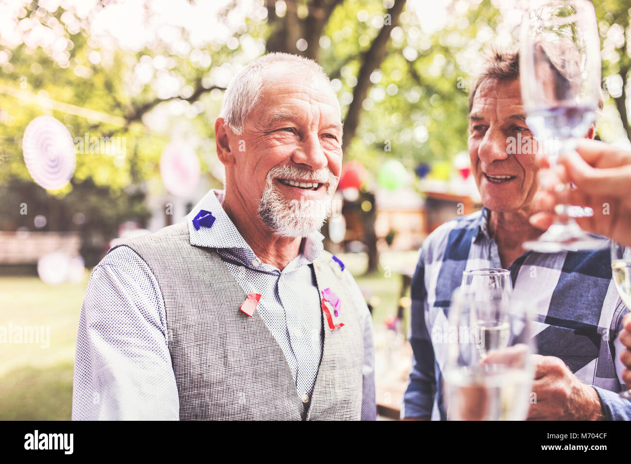 Family celebration or a garden party outside in the backyard Stock ...