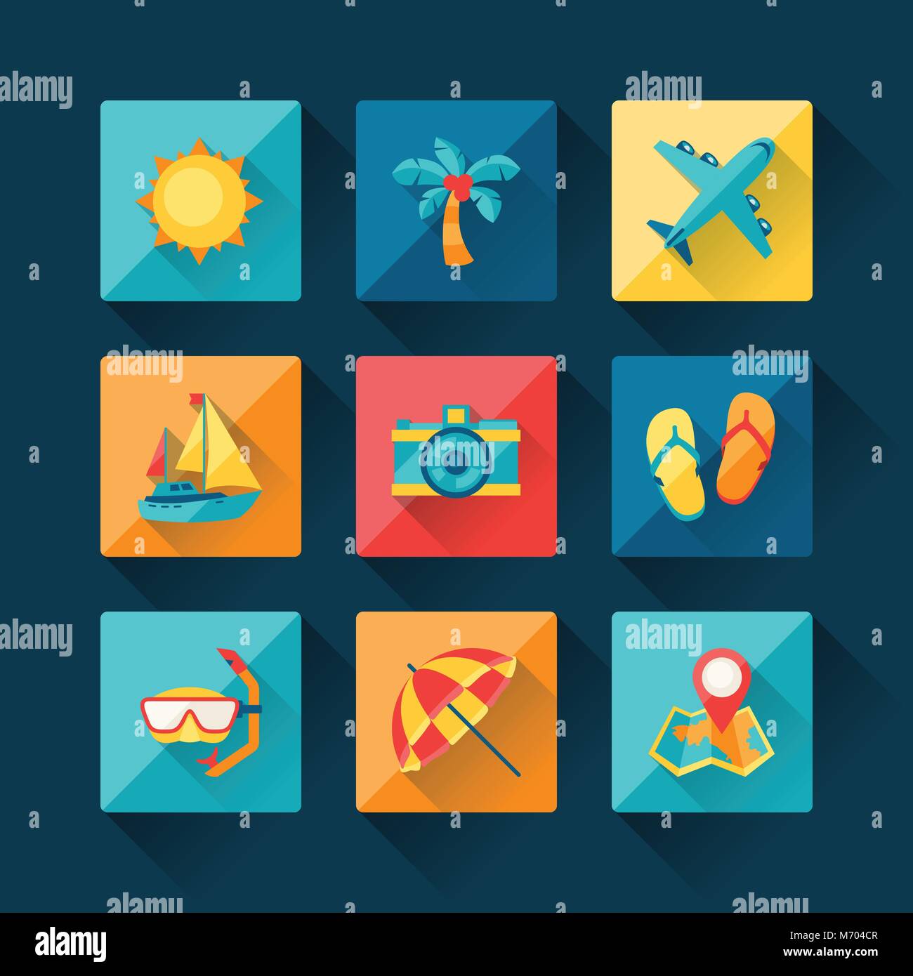 Travel and tourism icon set in flat design style Stock Vector Image ...