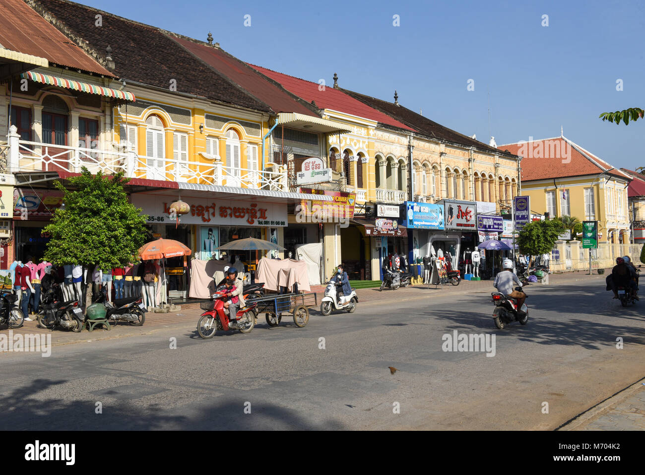 Battambang, Cambodia - 14 January 2018: Fench colonial houses at ...