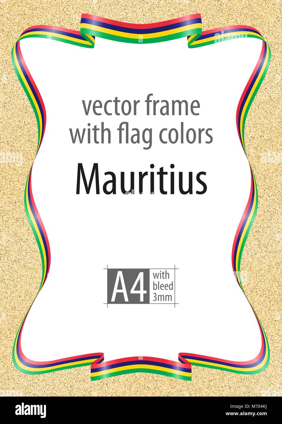 Frame and border of ribbon with the colors of the Mauritius flag ...