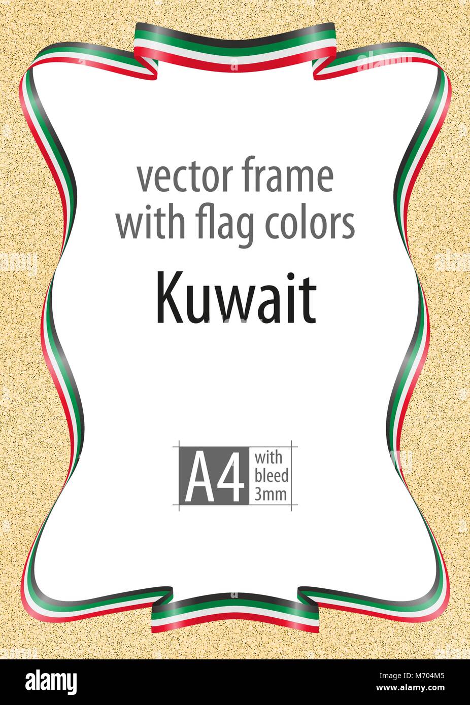 Frame and border of ribbon with the colors of the Kuwait flag, template ...