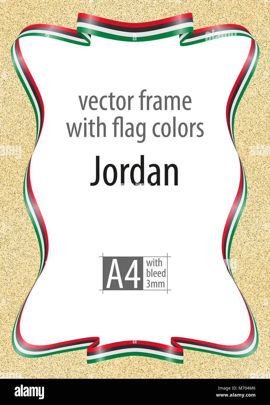 Frame and border of ribbon with the colors of the Jordan flag, template ...